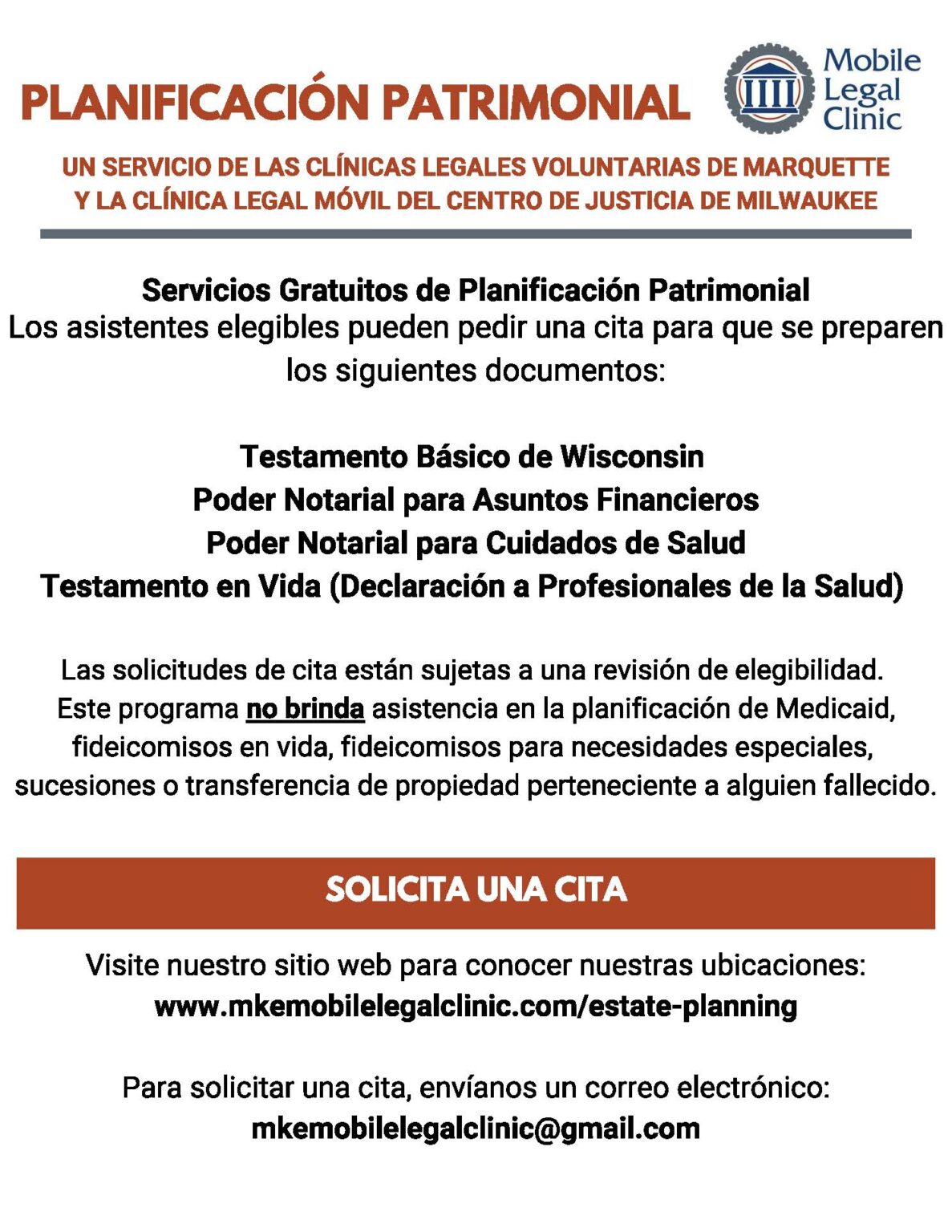 Servicios de MVLC en Español – Marquette Volunteer Legal Clinics